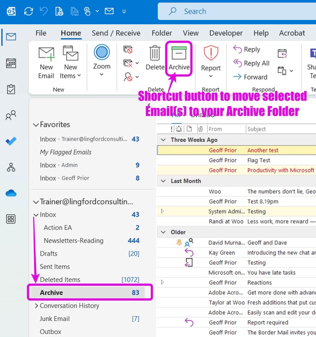 Here's a quick way to completely empty, then delete Email Folders